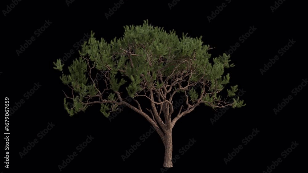 Maritime pine Tree blowing in the wind. Wind blows the cluster pine ...