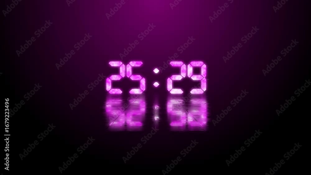 30 seconds countdown timer animation, 30 seconds timer animated on black and purple background ...