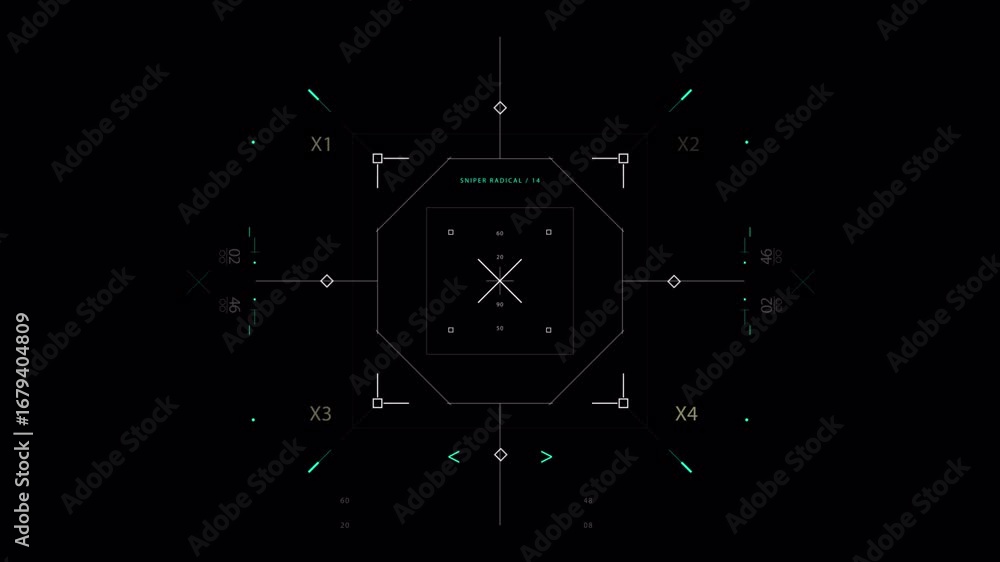 Complex Futuristic HUD Interface with Animated Geometric Shapes for ...