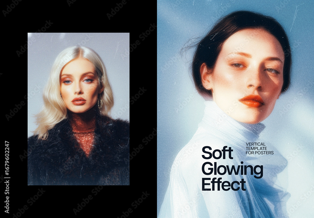 Cinematic Glow Poster Photo Effect Mockup Stock Template | Adobe Stock