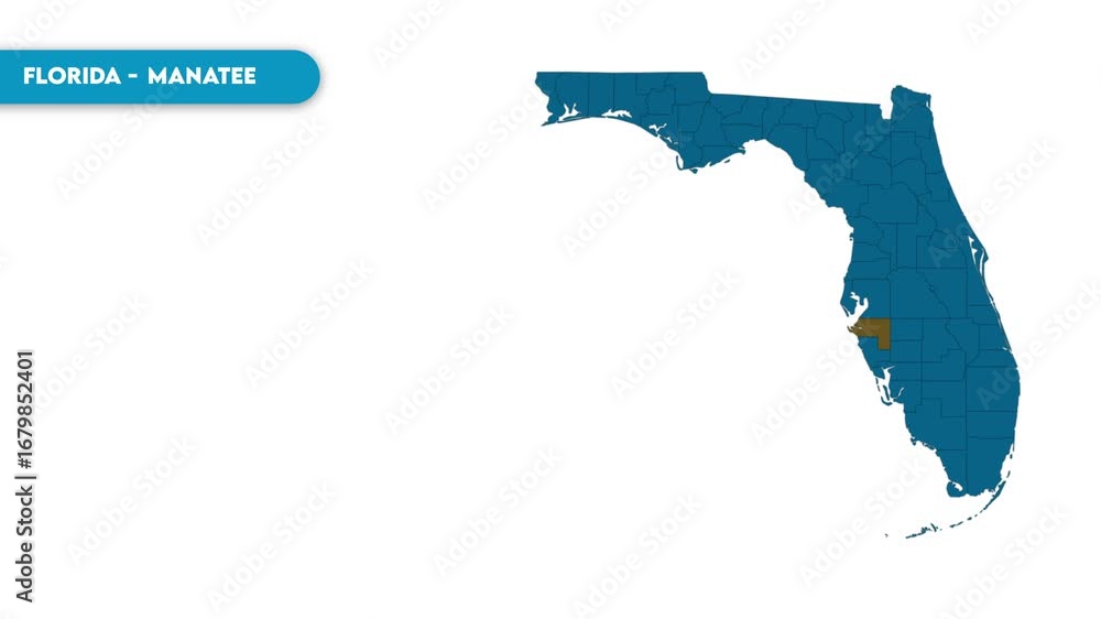 Manatee Map Video, Florida map, Political Map of Florida, national flag ...