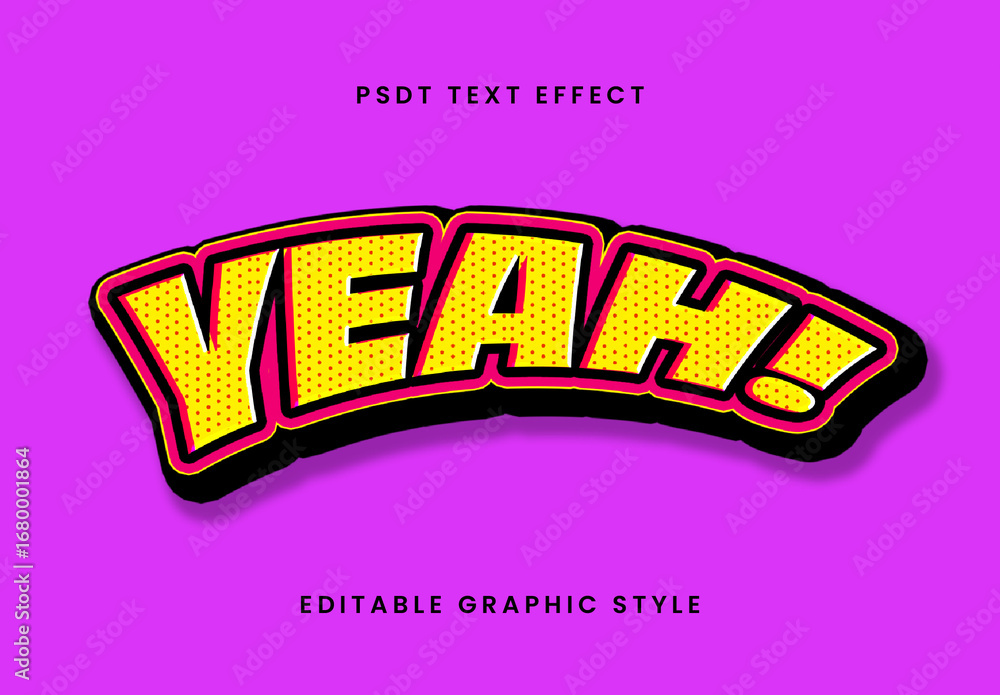 Yellow and Fuchsia Comic Text Effect 3D Halftone Bold Font 素材庫範本 ...