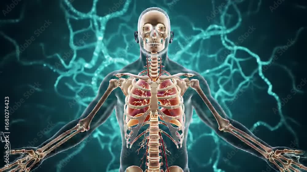 Detailed Human Skeleton Animation Revealing Internal Anatomy and ...