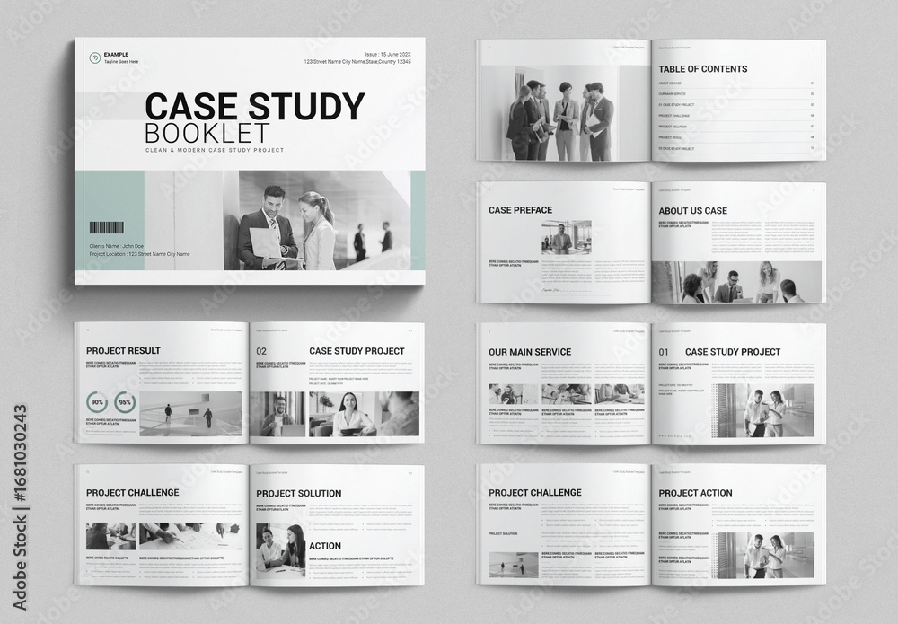 Case Study Booklet Template Landscape Stock Template | Adobe Stock