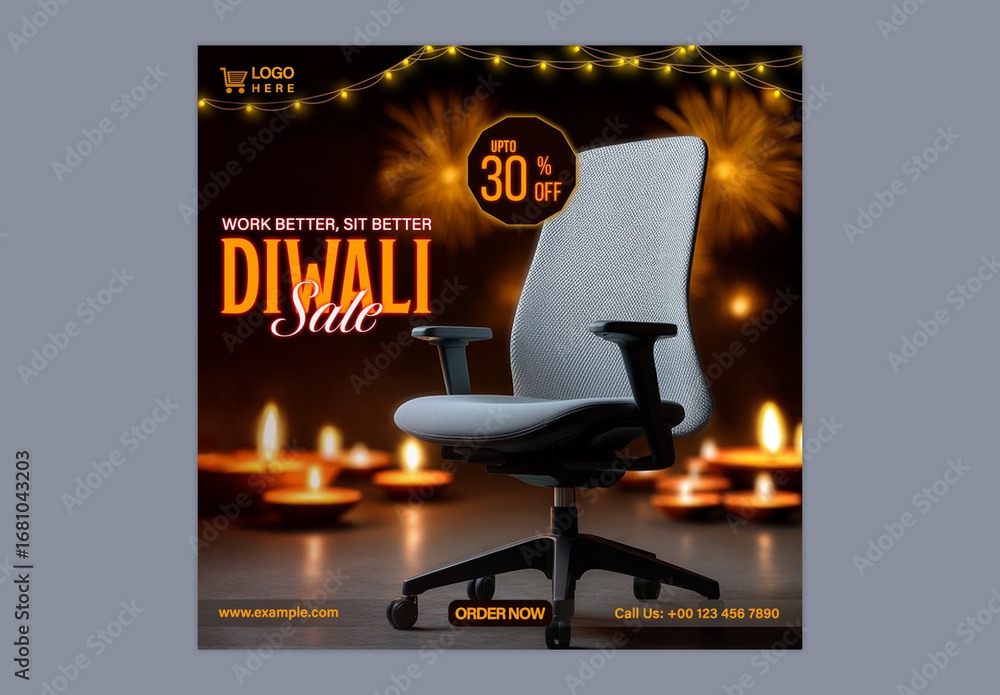 Diwali Special Workplace Essentials Sale Social Media Post with Office ...