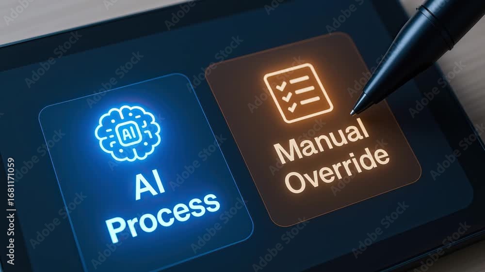 AI process button manual override option digital interface stylus pen ...