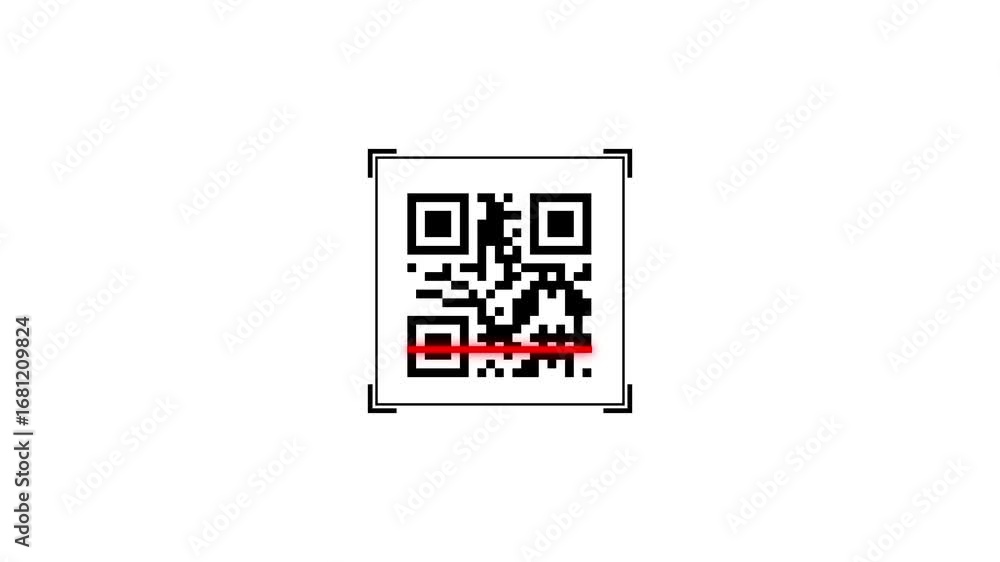 QR code animation. scan QR code motion. QR code in a scanner with a laser beam. Digital Scanning ...