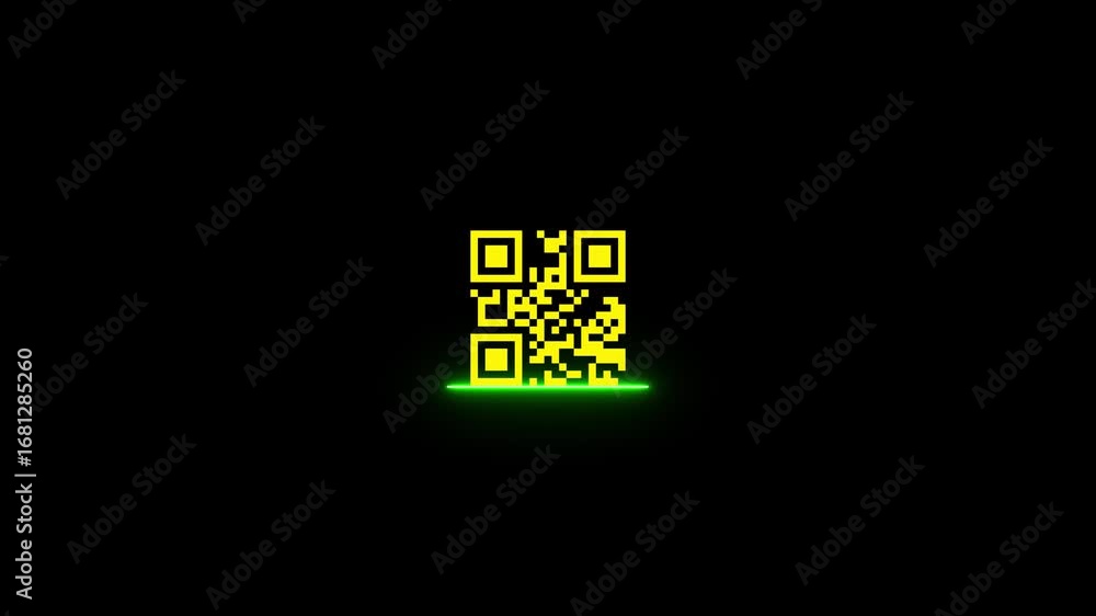 QR code animation. scan QR code motion. QR code in a scanner with a ...