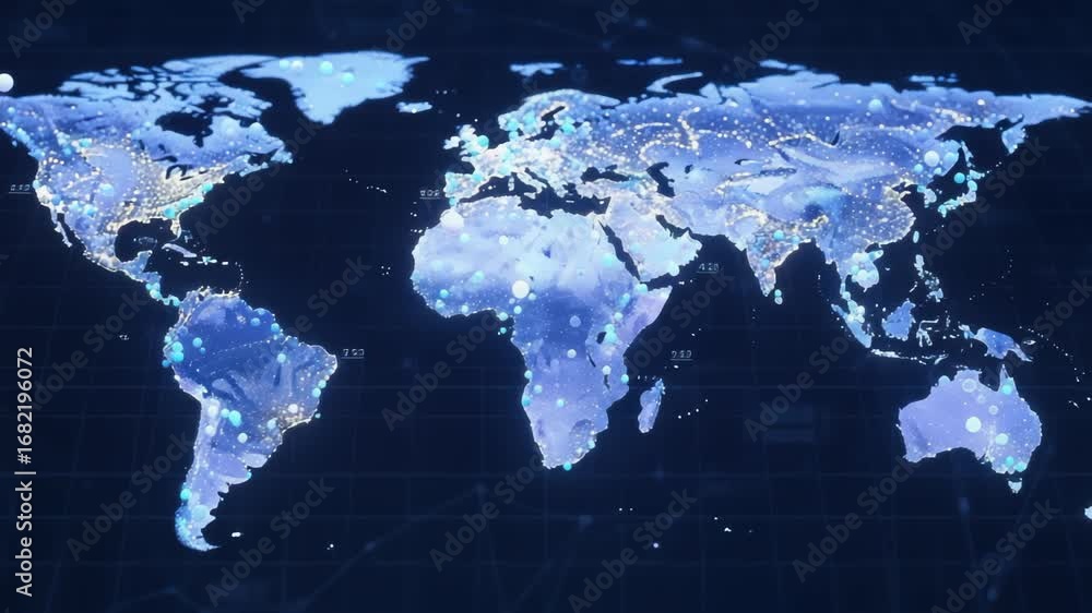 Animated digital representation of the Earth's continents, showing the ...