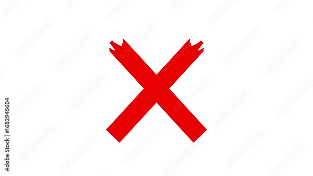 cross mark animation isolated background, 3d red cross mark symbol ...