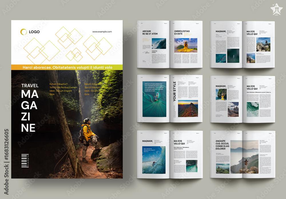 Travel Magazine Layout Stock Template | Adobe Stock