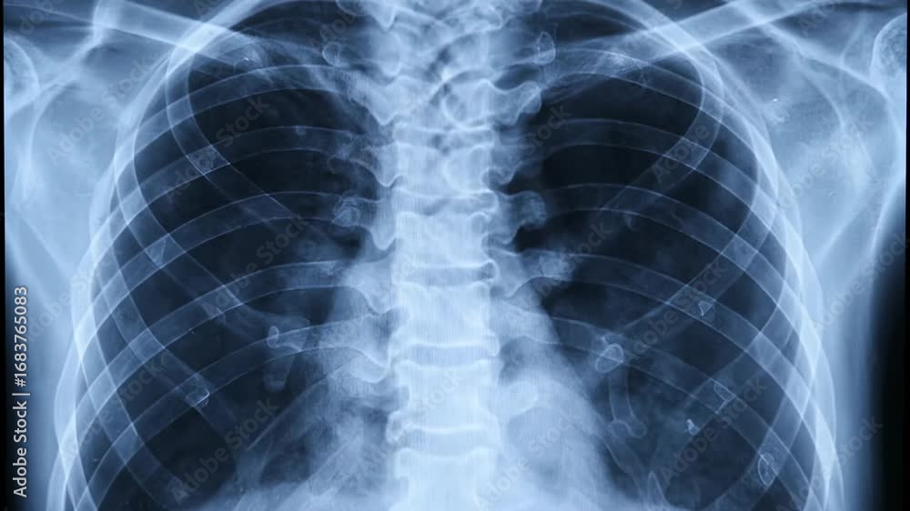 X-Ray video of Thoracic Spine and Ribs - This detailed X-ray shows a ...
