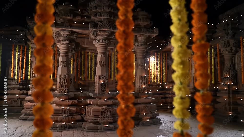 Diwali Festival of Lights in Ancient Indian Temple. Deepavali ...