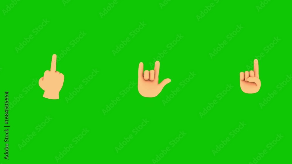 Middle finger and hand gesture emojis animation on green screen for ...
