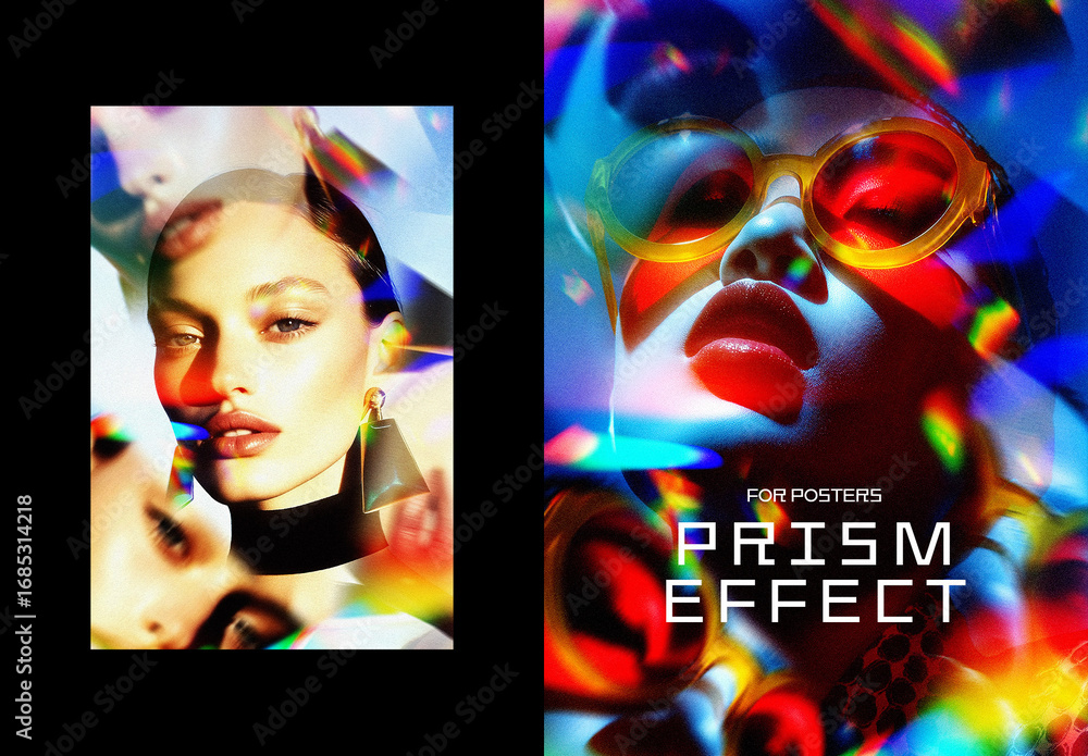 Rainbow Prism Poster Photo Effect Mockup plantilla de Stock | Adobe Stock