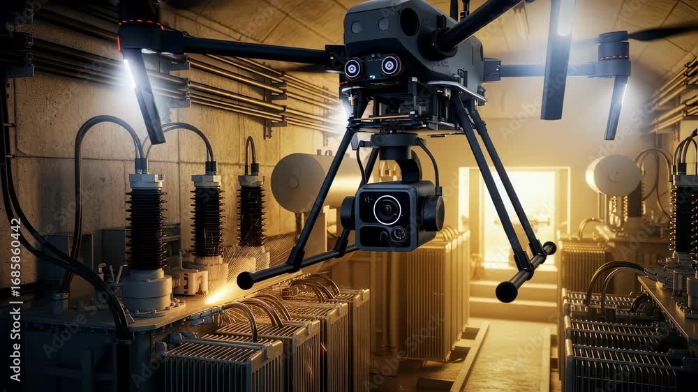 Agile drone flying inside an electrical transformer vault mapping ...