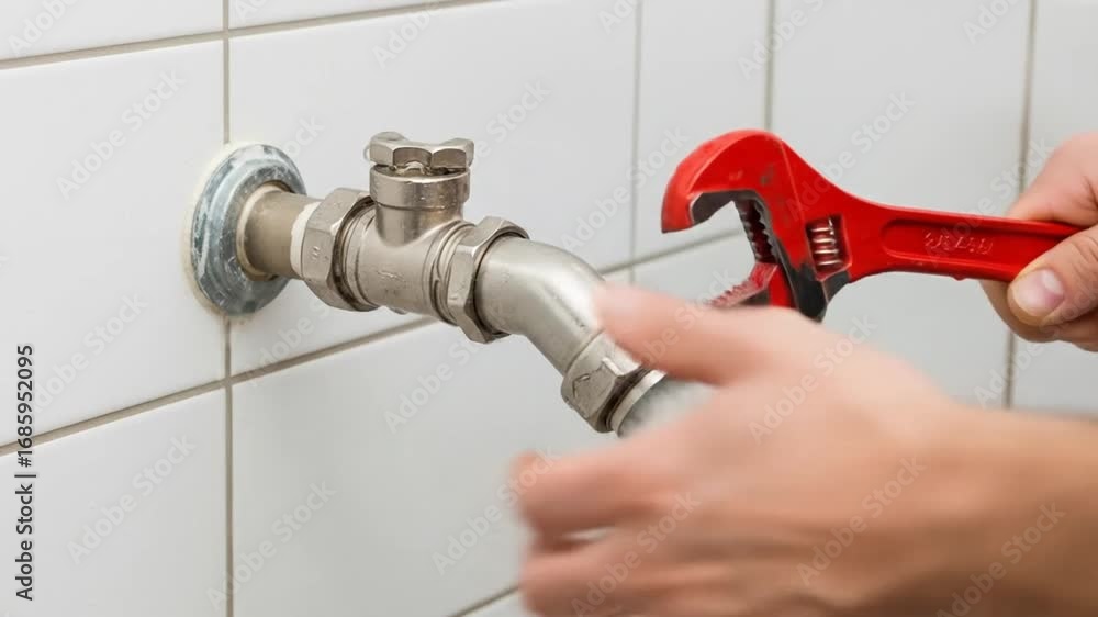 Plumbing repair in progress showing the stages of a leaking faucet fix ...