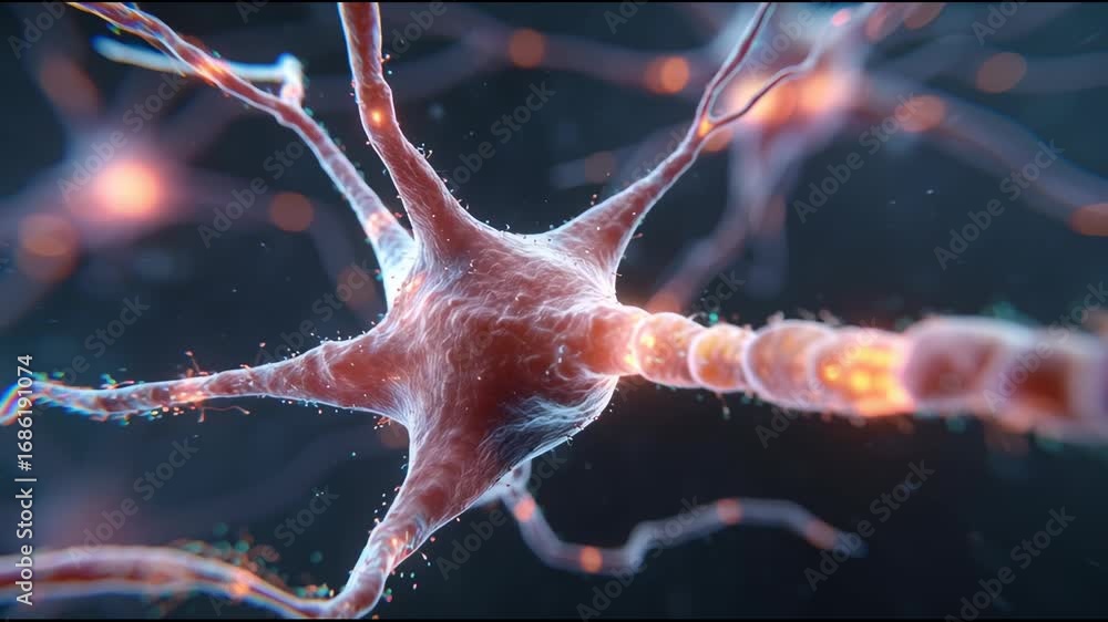 Neuron cell axon synapse dendrite nerve cell electrical impulse signal ...