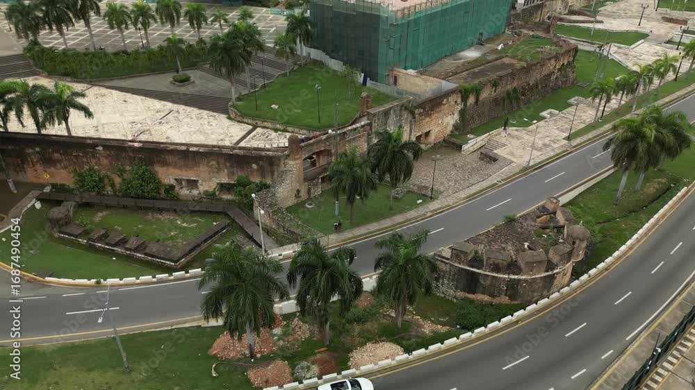 Drone view of Santo Domingo Zona Colonial — historic architecture and ...