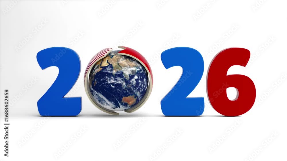 New Year's 3D animation for 2026, with the planet Earth replacing the ...