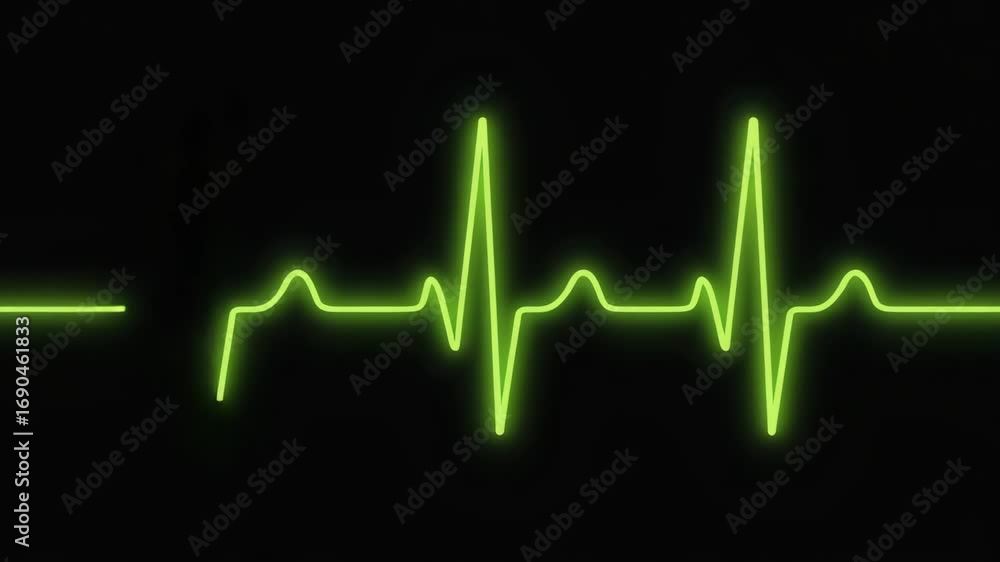 ECG Waveform Drawing Process Glowing Pulse Line Forming Heartbeat ...