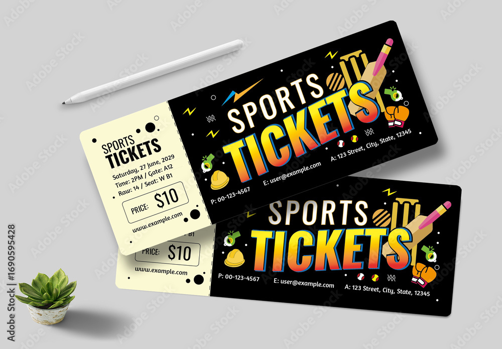 Sports Event Ticket Template Layout Stock Template | Adobe Stock