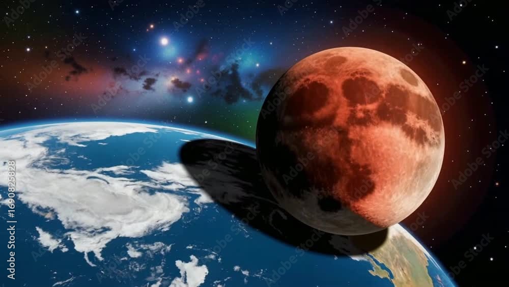 Total Lunar Eclipse 2025 Blood Moon Animation Stock Video | Adobe Stock