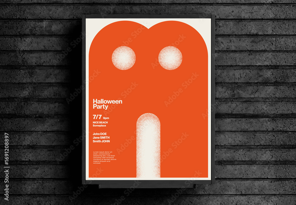 Halloween Party Poster Template with Minimal Illustration of a Tall ...