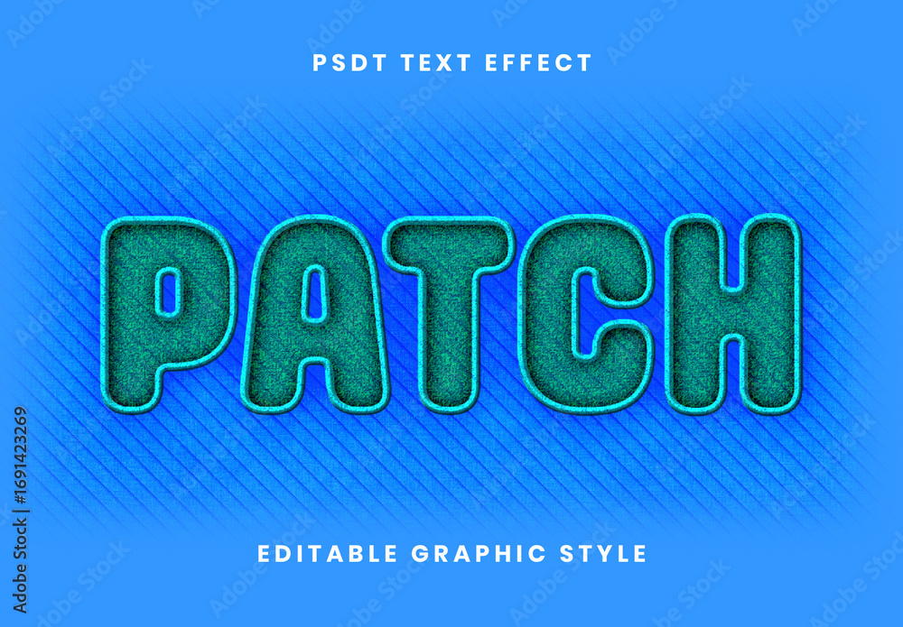 Green Chenille Font Patch Fabric Stitched Text Effect Stock Template ...