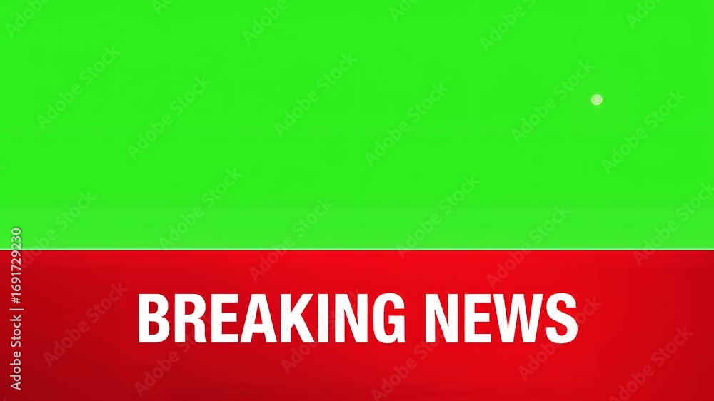 Urgent breaking news alert with dynamic green screen background and ...
