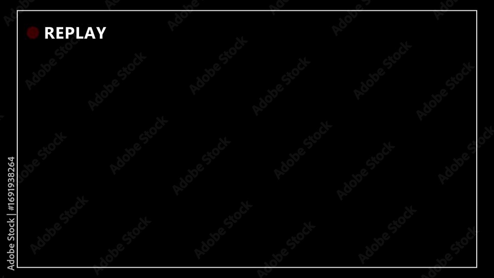 Video camera replay screen animation on a black screen background in HD ...
