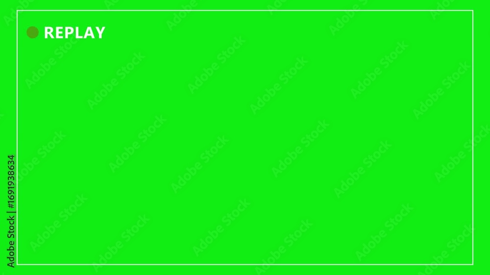 Video camera replay screen animation on a green screen background in HD ...