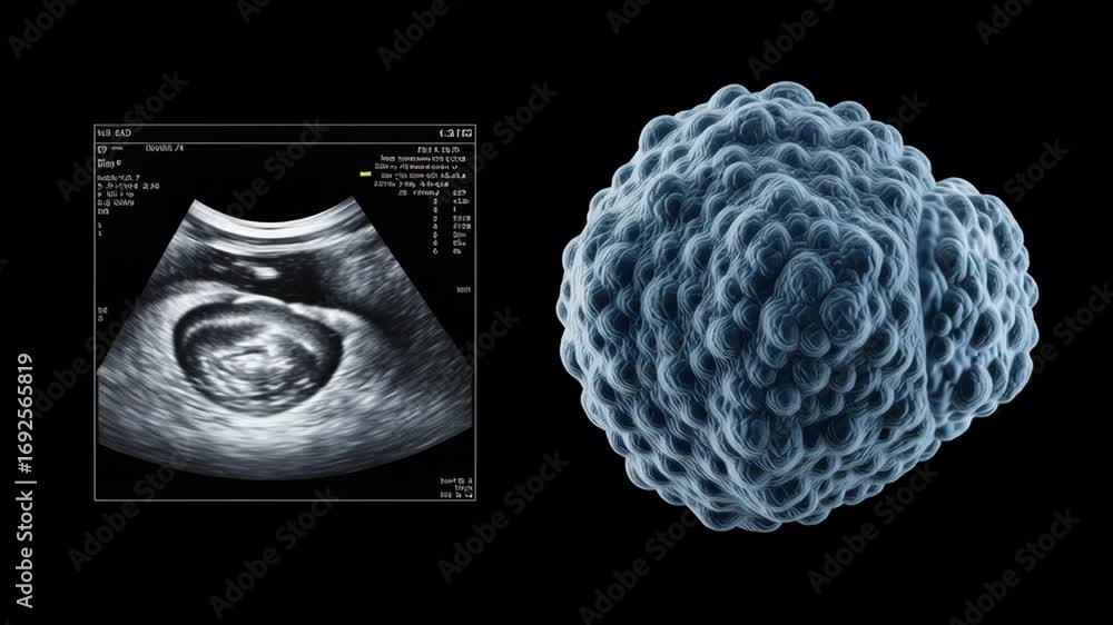 Vitro Fertilization concept ,ultrasound scan embryo cell cluster ...