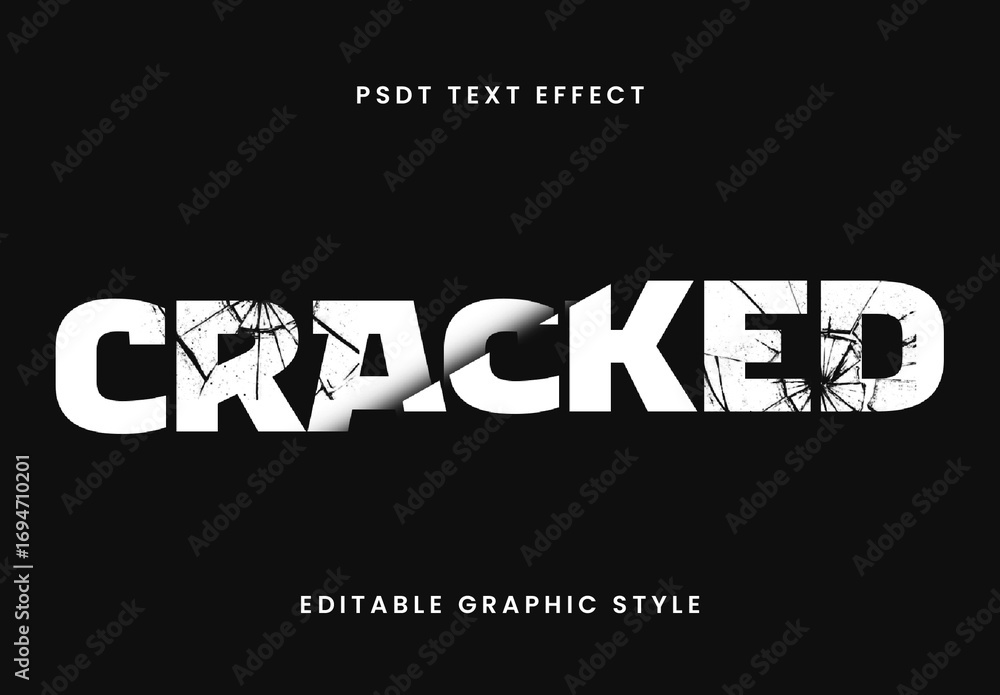 White Broken Text Effect Cracked Glass Font Stock Template | Adobe Stock