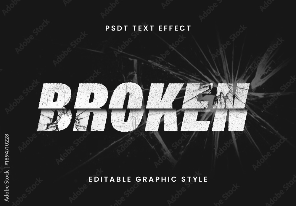 White Broken Text Effect Glass Shattered Font Stock Template | Adobe Stock