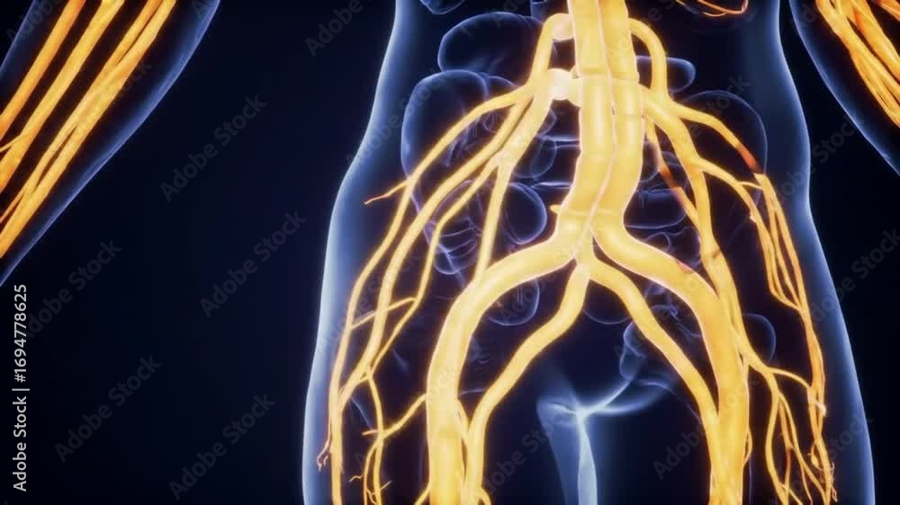 Complete Female Nervous System Animation, 3D Golden Nerves Across the Female Body, Full Body ...