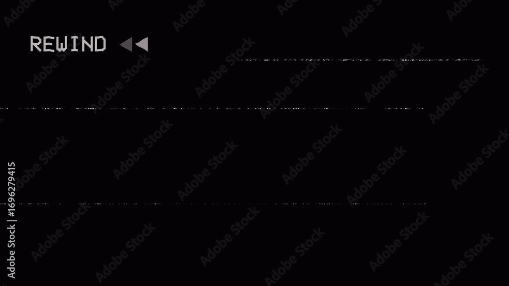 Analog television showing vertical VHS rewind animation, with REWIND ...