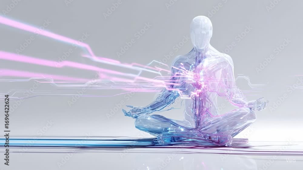 generative animation. A character in the technology of the future. The ...