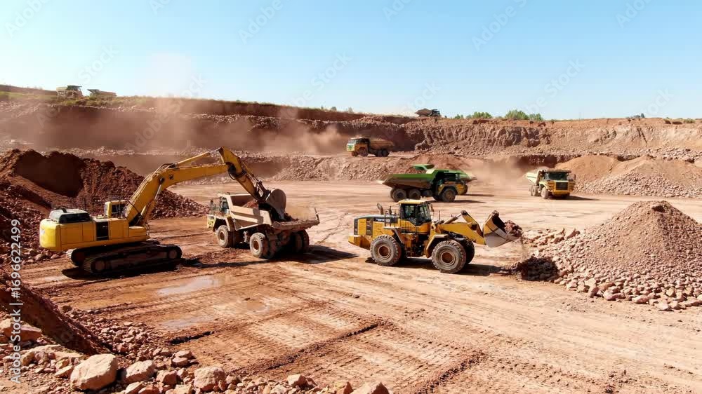 Open Pit Mining Operation: Excavation and Transport of Resources Stock ...