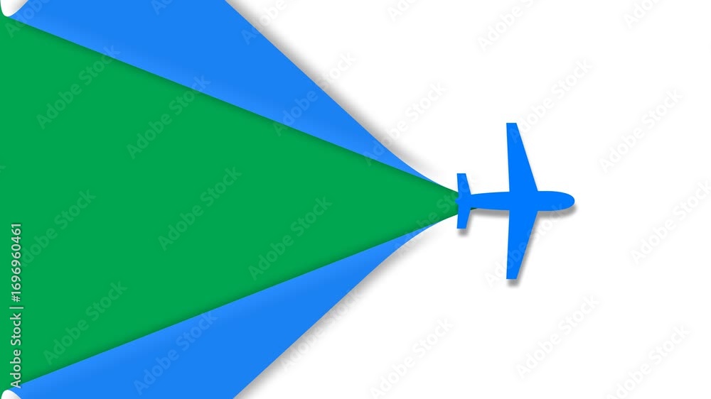 White page template animation with dynamic airplane icon flying ...