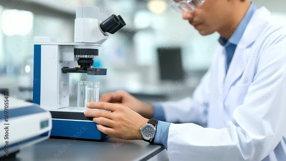 Pharmaceutical research scientists develop new drug formulations using ...