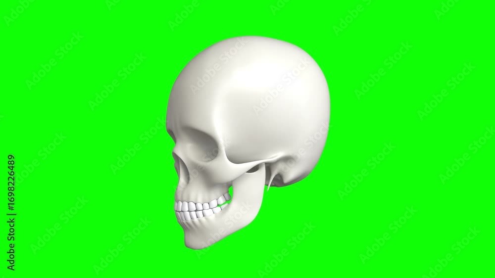 human skull 3d rotating chroma key background Stock Video | Adobe Stock