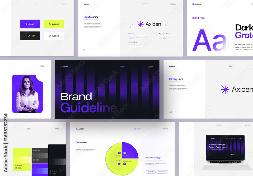 Modern Corporate Digital Brand Identity Guidelines With Purple Accents ...