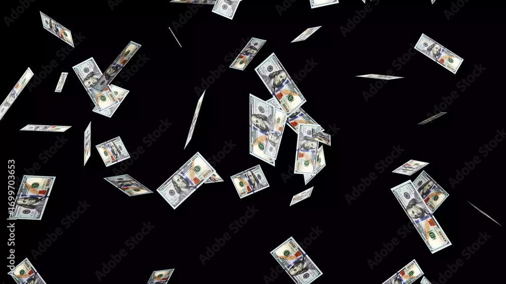 Dollar bills falling on stock video. Raining money stock video over ...