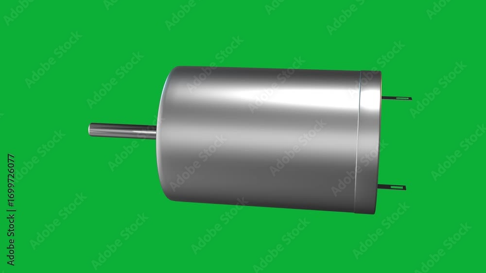 Realistic 3D DC Motor Rotating Animation on Green Screen Background ...