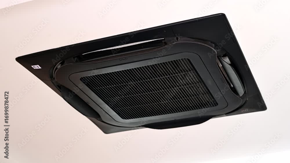Modern black ceiling mounted cassette type air conditioner unit ...