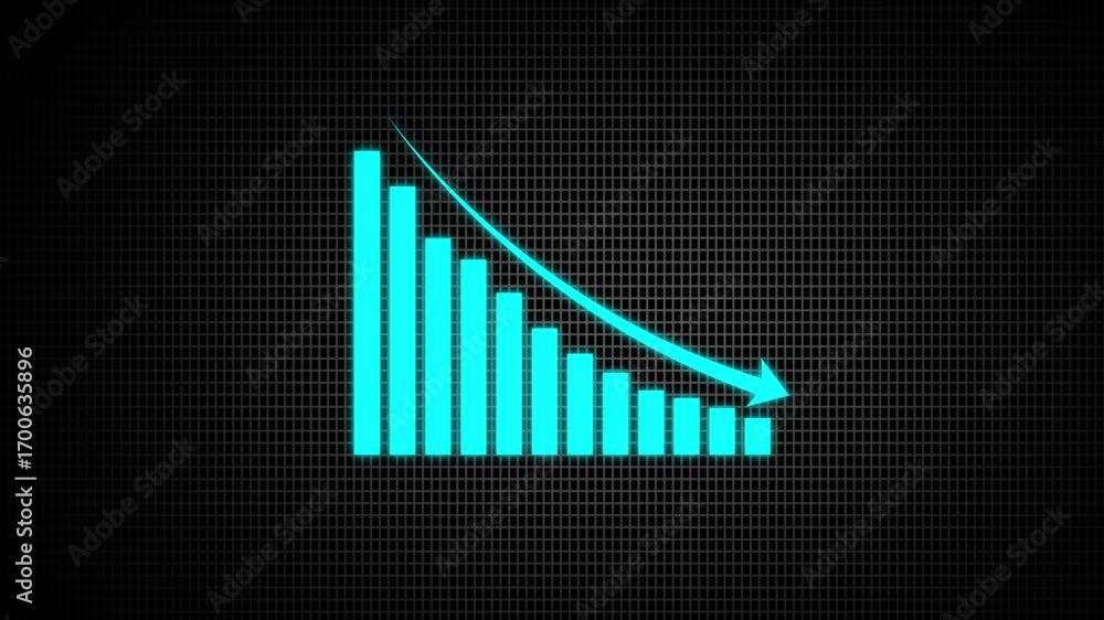 Bar chart for declining business performance by month. The red ...