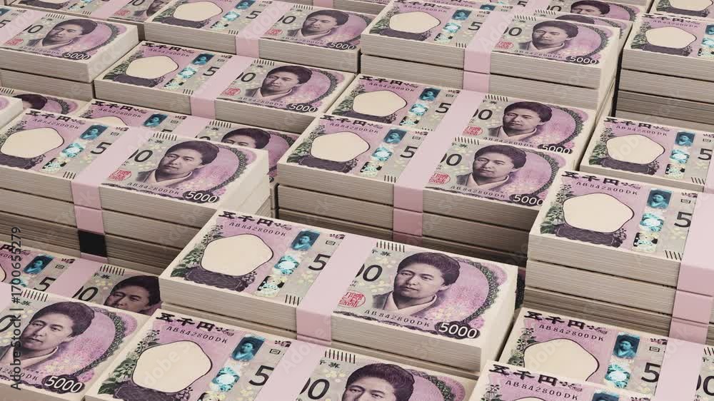 Japan 5k Yen Banknotes ? Horizontal Version Slow Motion Camera Movement ...