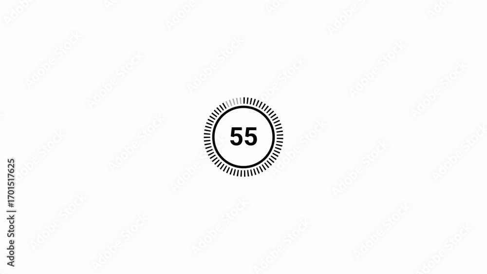 One minute countdown animation with transparent background, countdown ...