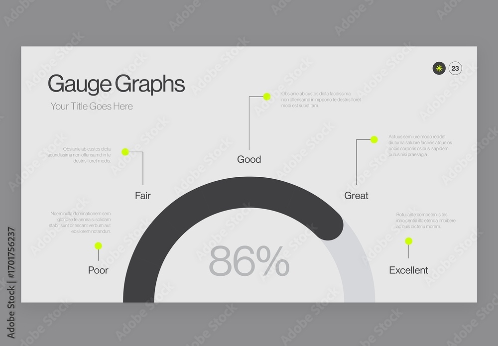 Guage Chart Infographic Template in Modern Minimal Style Stock Template ...